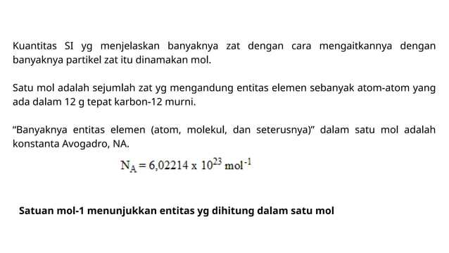Konsep Mol dan cara perhitungan _KIMIA DASAR_pertemuan 9 | PPT
