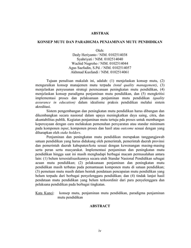 Konsep mutu dan paradigma penjaminan mutu | PDF