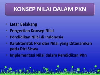 Konsep nilai dalam PKn | PPTX