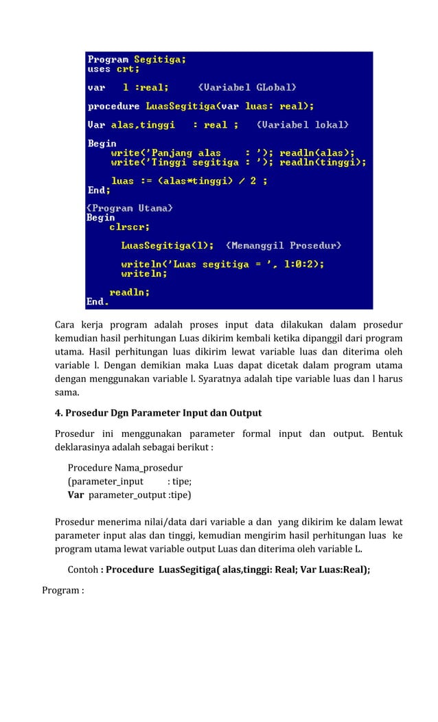 Konsep pemrograman prosedur dalam pascal | PDF