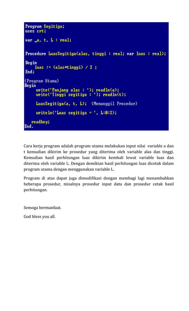 Konsep pemrograman prosedur dalam pascal | PDF