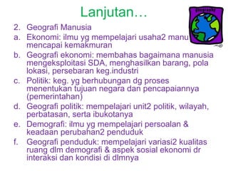 Konsep, pendekatan, prinsip, dan aspek geografi | PPTX