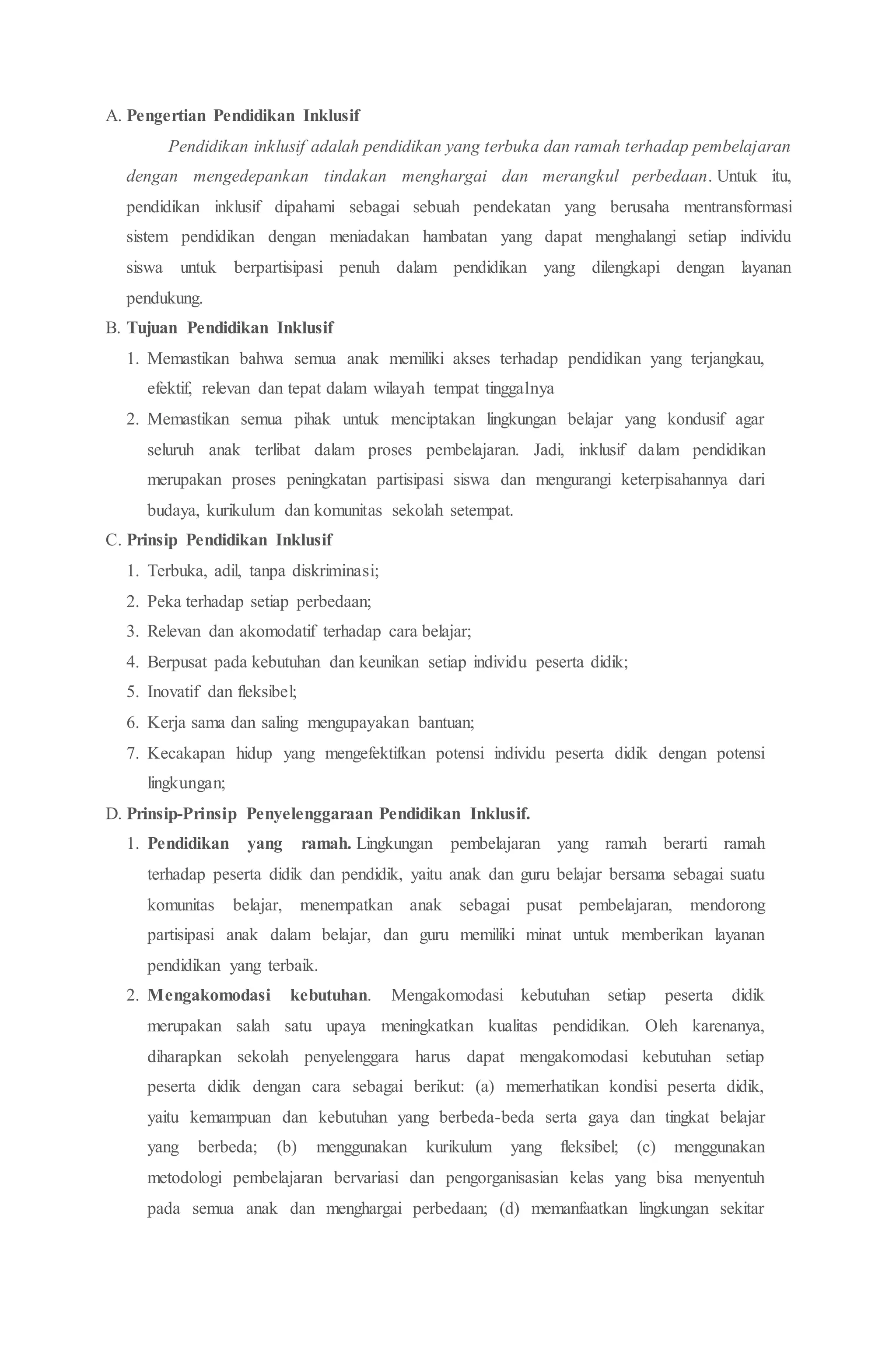 Konsep pendidikan inklusif | DOCX