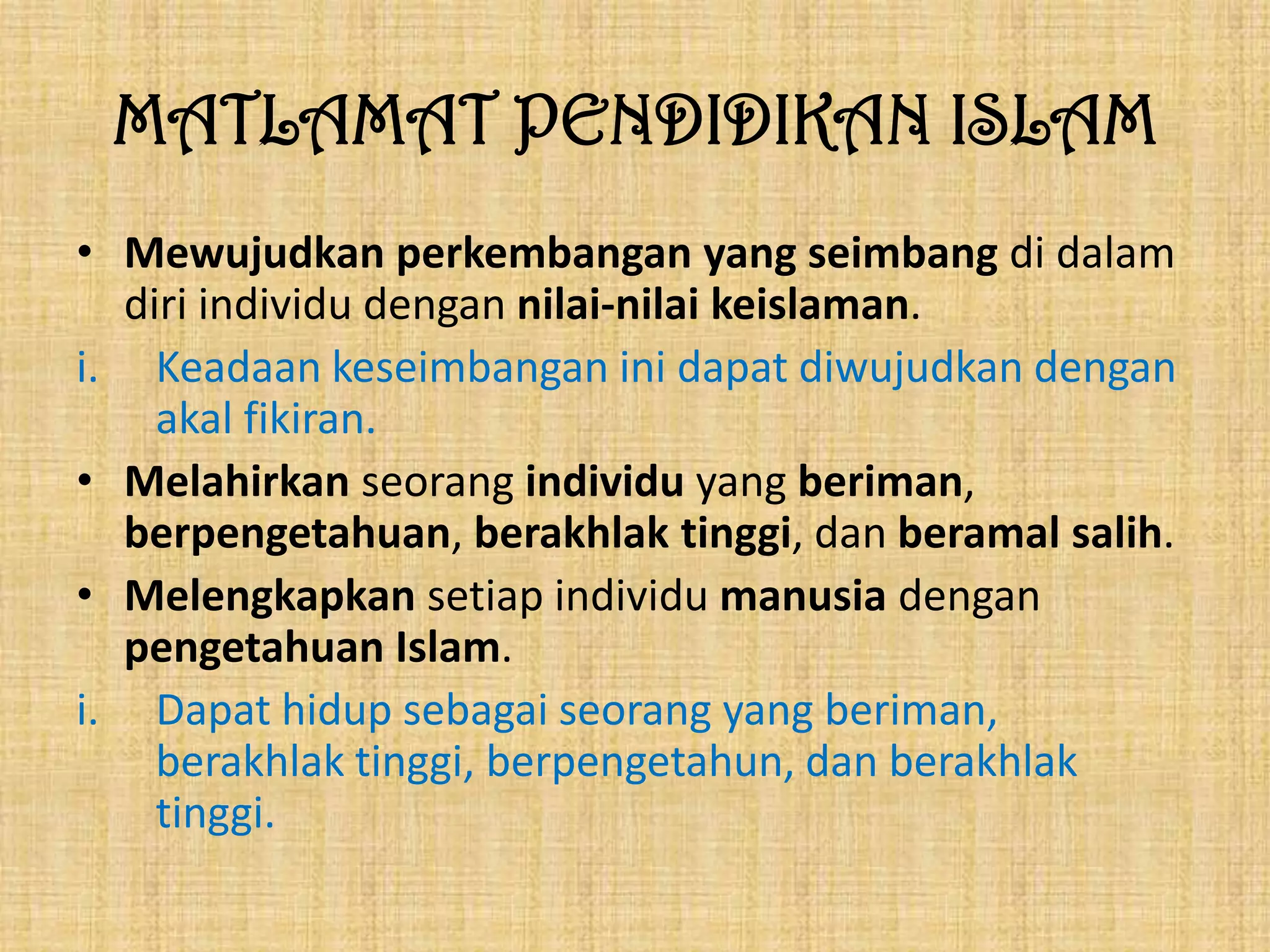 Konsep pendidikan menurut islam | PPT