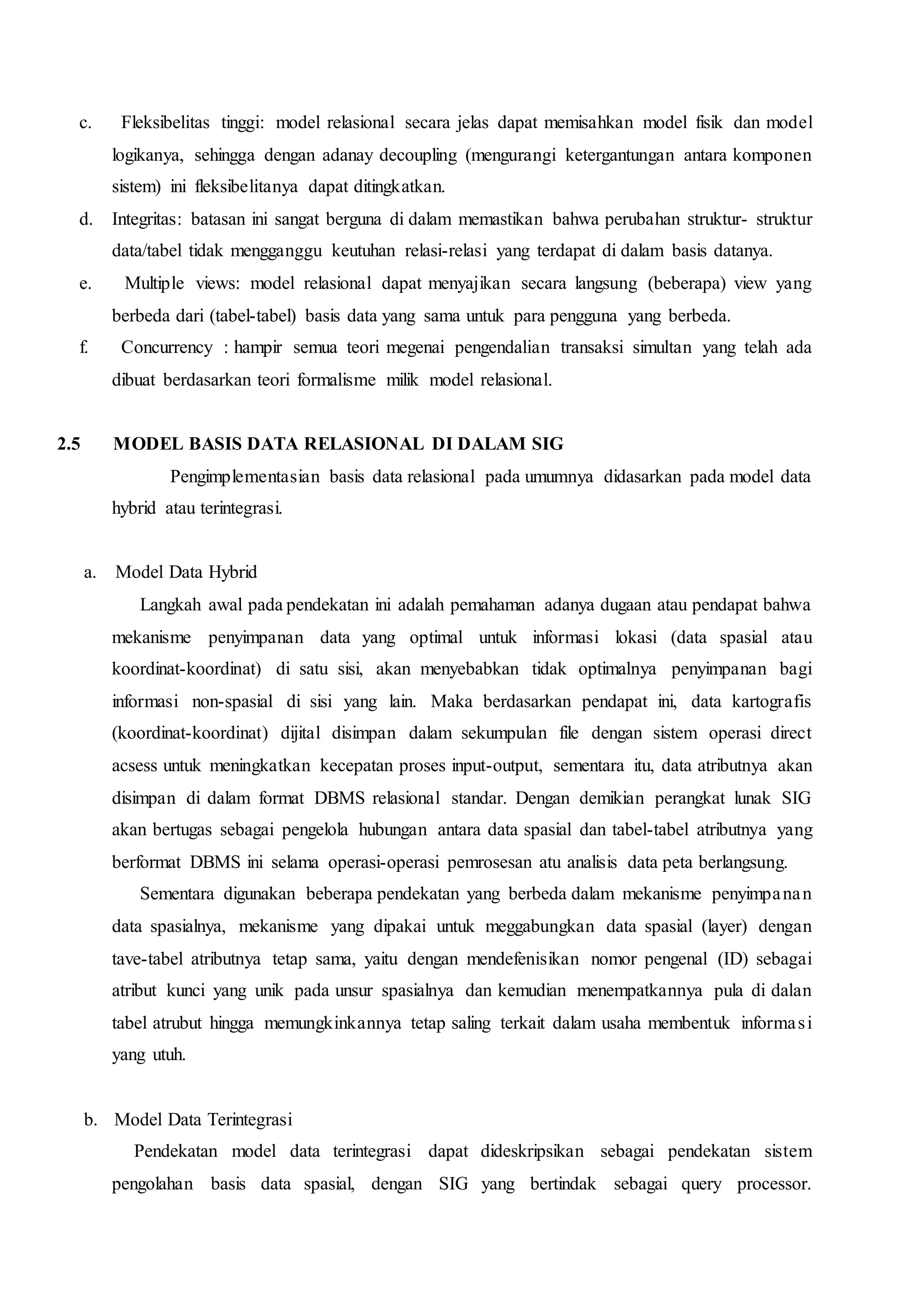 Konsep pengelolaan basis data spasial sig | DOCX