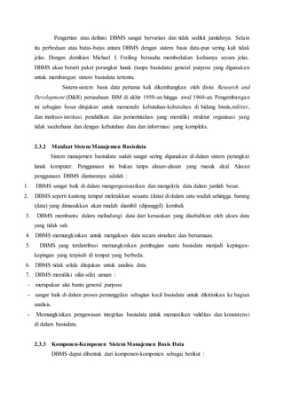 Konsep pengelolaan basis data spasial sig | DOCX