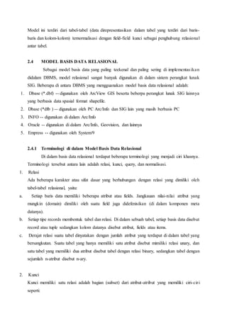 Konsep pengelolaan basis data spasial sig | DOCX