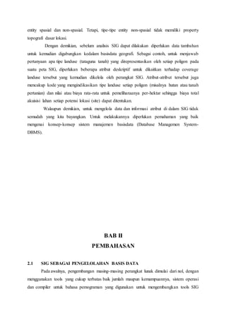 Konsep pengelolaan basis data spasial sig | DOCX