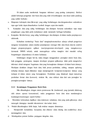 Konsep pengelolaan basis data spasial sig | DOCX