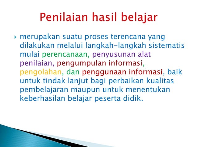 Konsep dasar penilaian pembelajaran | PPTX