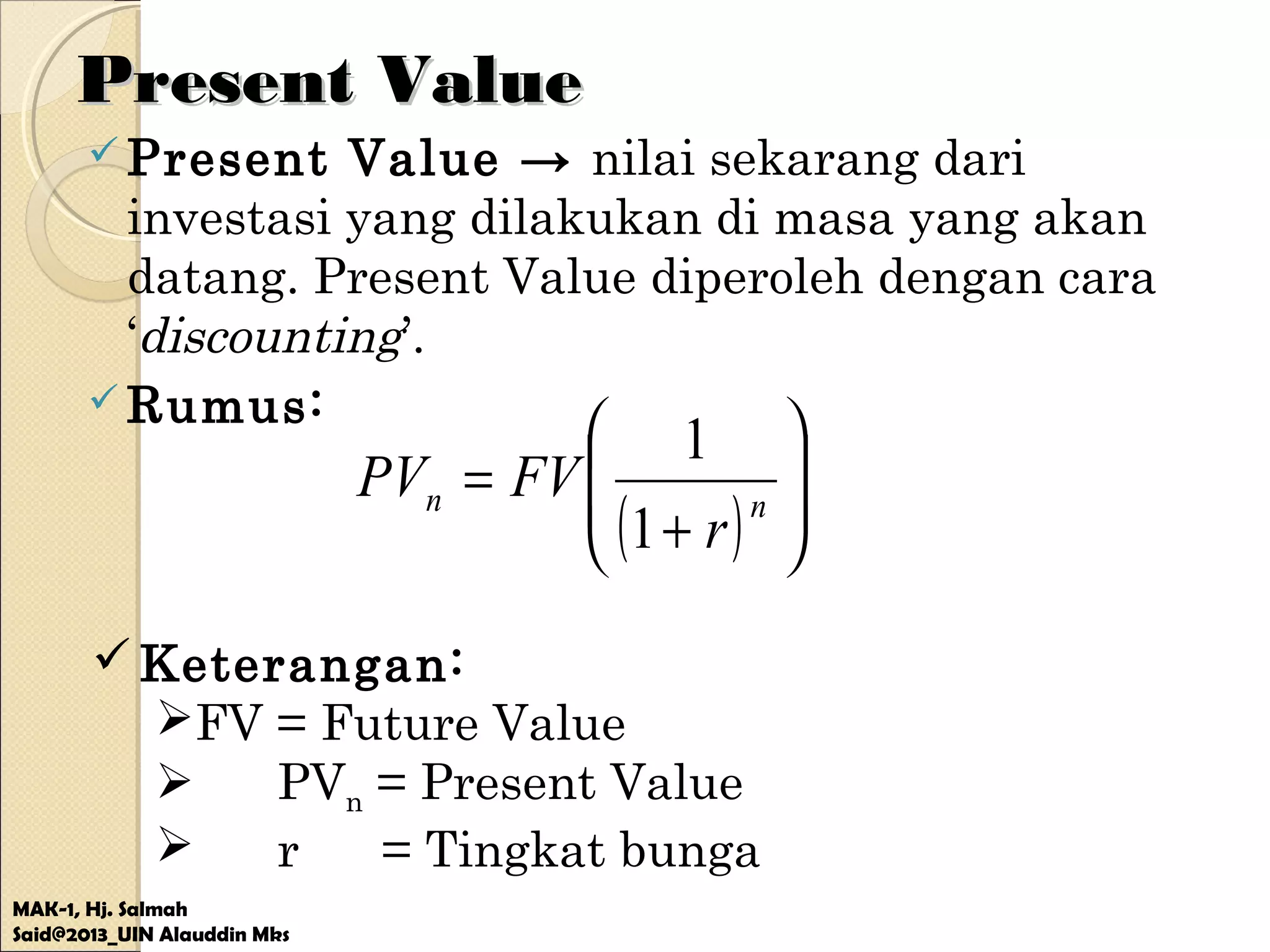 Konsep penilaian dalam manajemen keuangan | PPT
