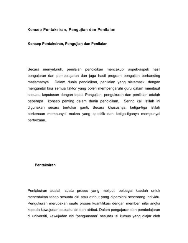 Konsep pentaksiran bmm | PDF