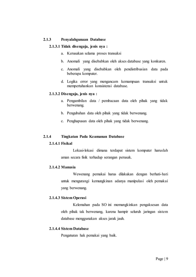 Konsep perlindungan keamanan database | PDF