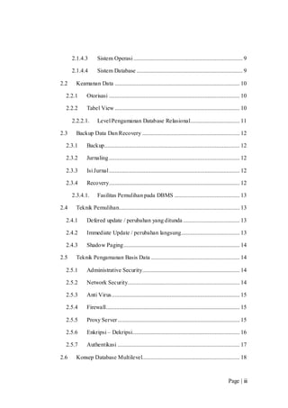 Konsep perlindungan keamanan database | PDF