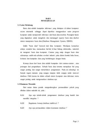 Konsep perlindungan keamanan database | PDF