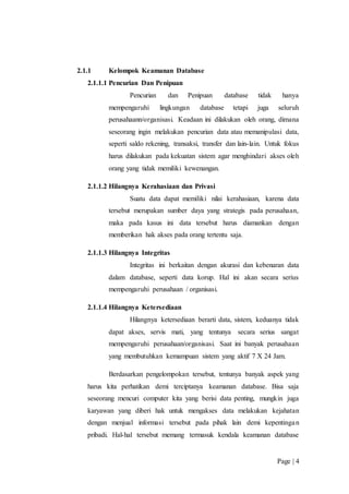 Konsep perlindungan keamanan database | DOCX