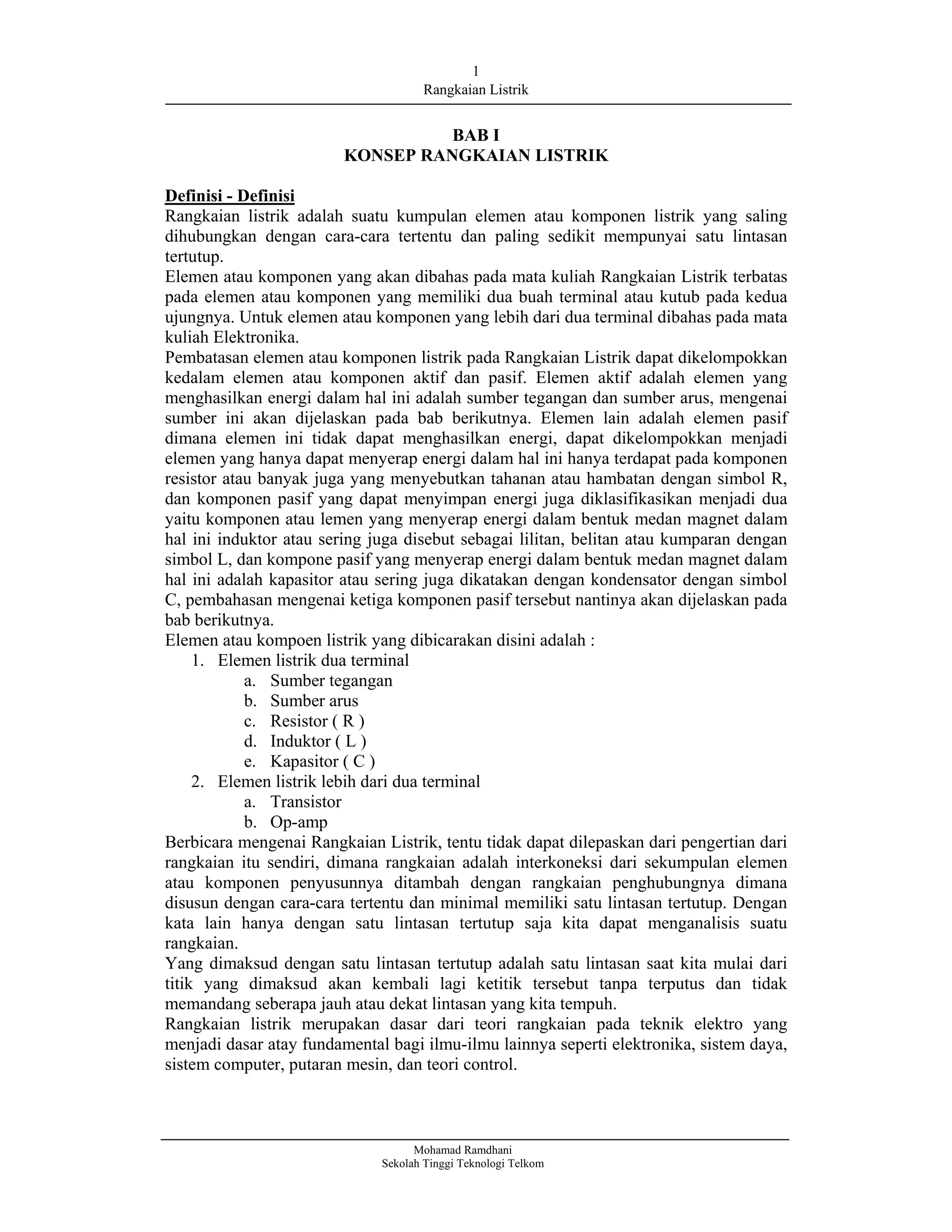Konsep Rangkaian Listrik | PDF