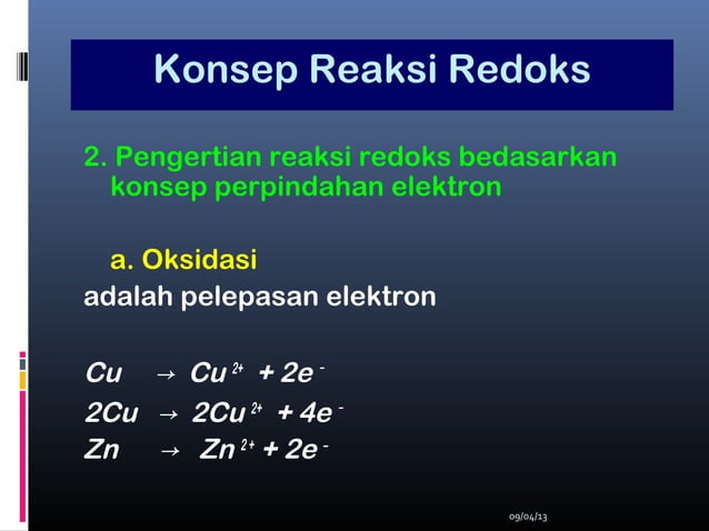 Konsep redox reaksi oksidasi reduksi | PPT