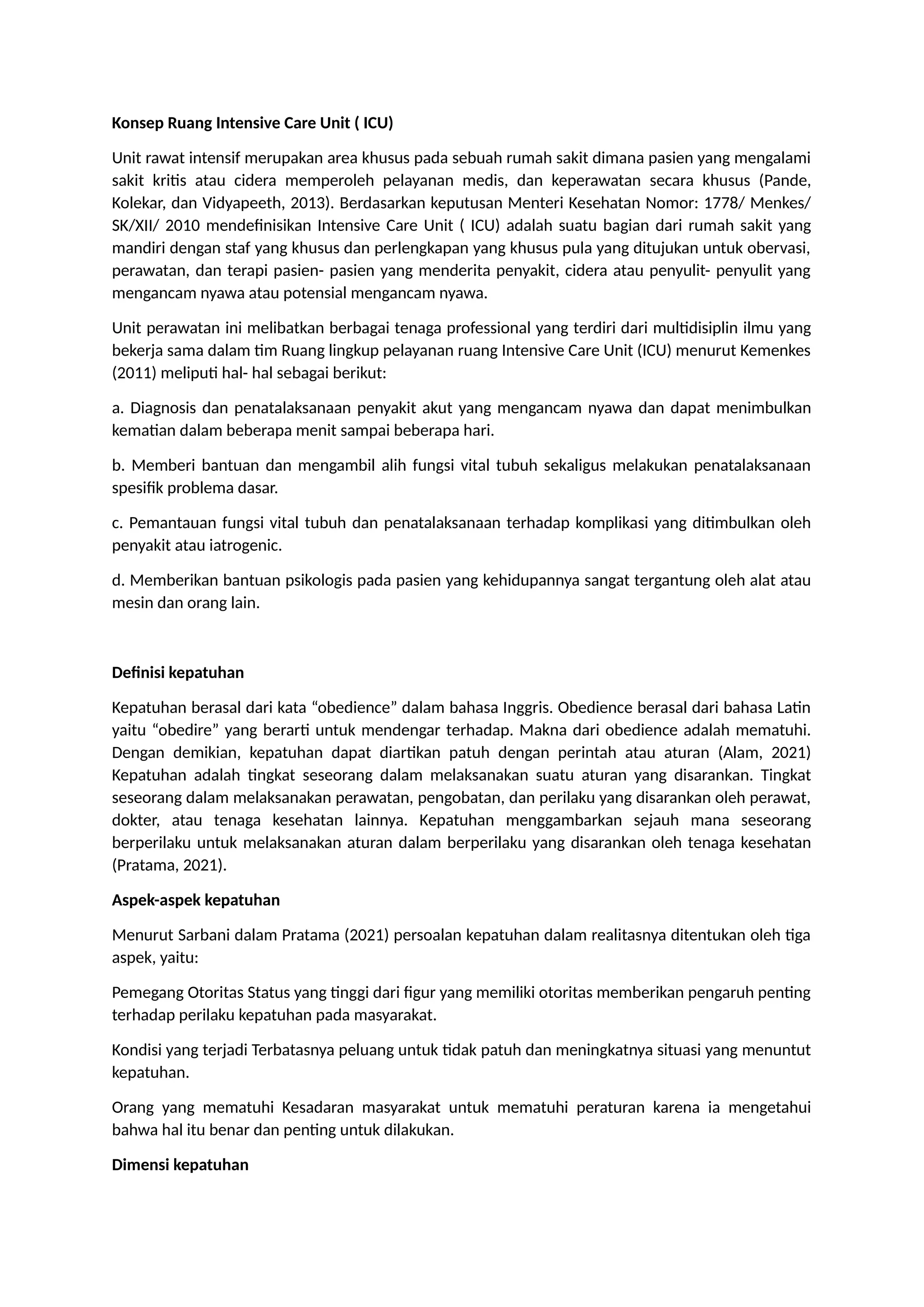 Konsep Ruang Intensive Care Unit........ | DOCX