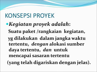 KONSEPSI MANAJEMEN PROYEK............................ | PPT