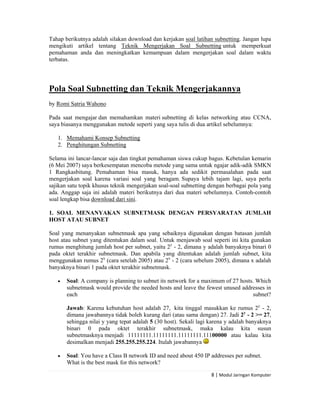 Konsep Subnetting - Jaringan Komputer | PDF