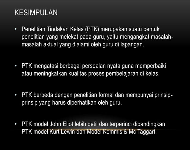 Konsep teori dan contoh PTK | PPTX