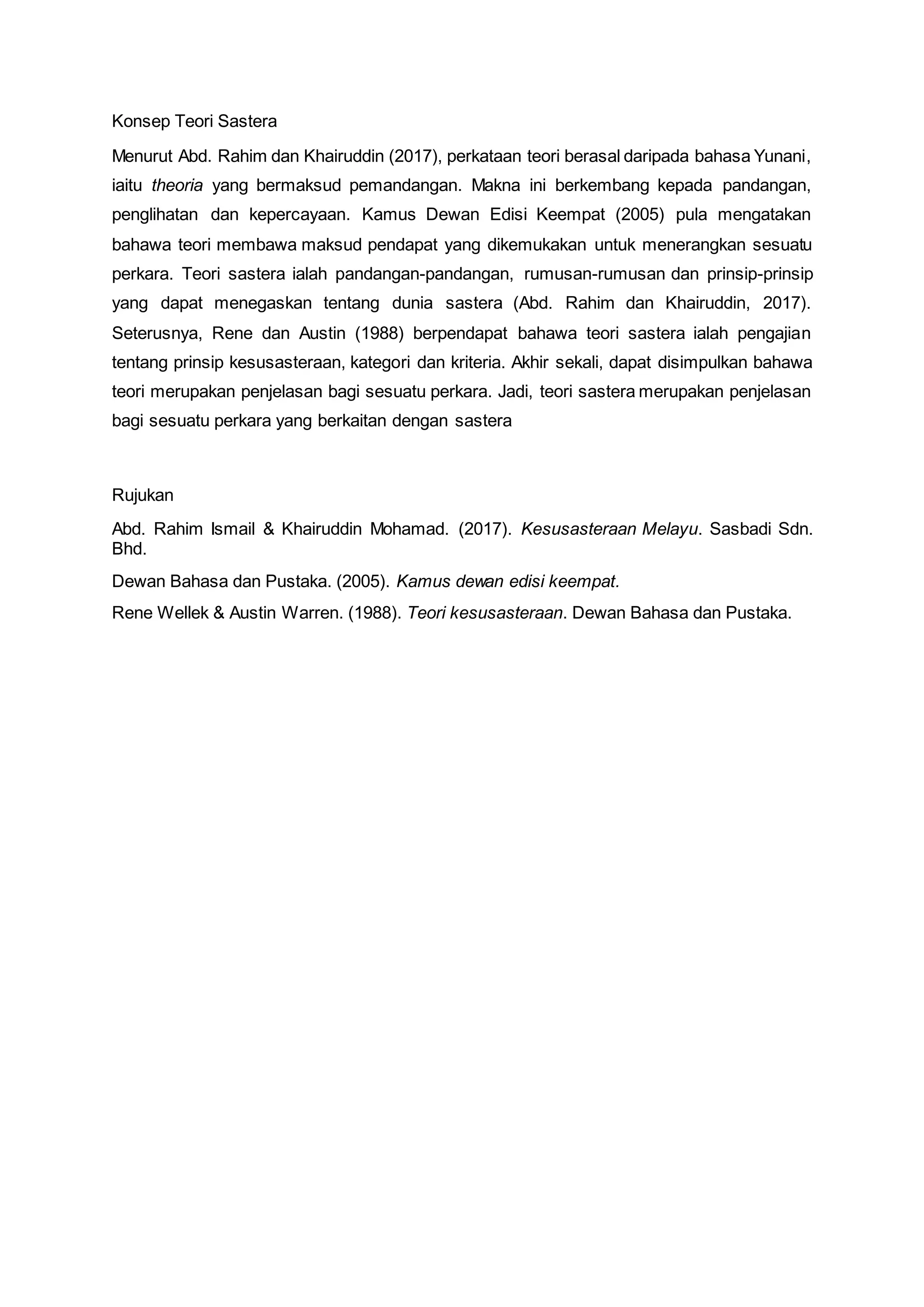 Konsep teori sastera | DOCX