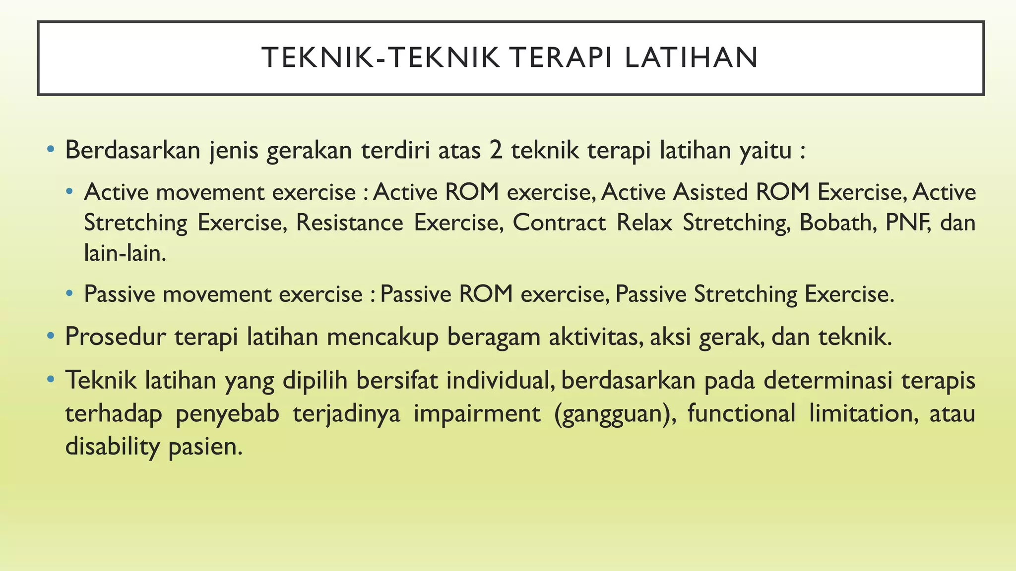 Konsep Terapi Latihan | PDF