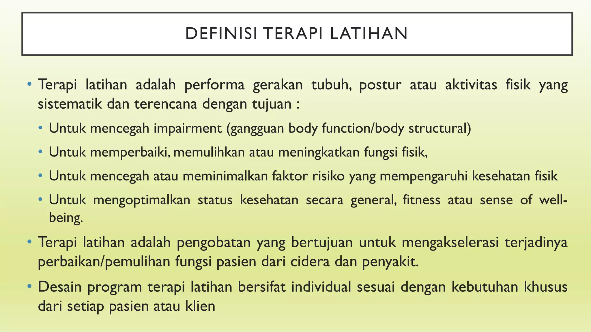 Konsep Terapi Latihan | PDF