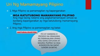Konsepto at katuturan ng pagkamamamayan (citizenship) | PPTX