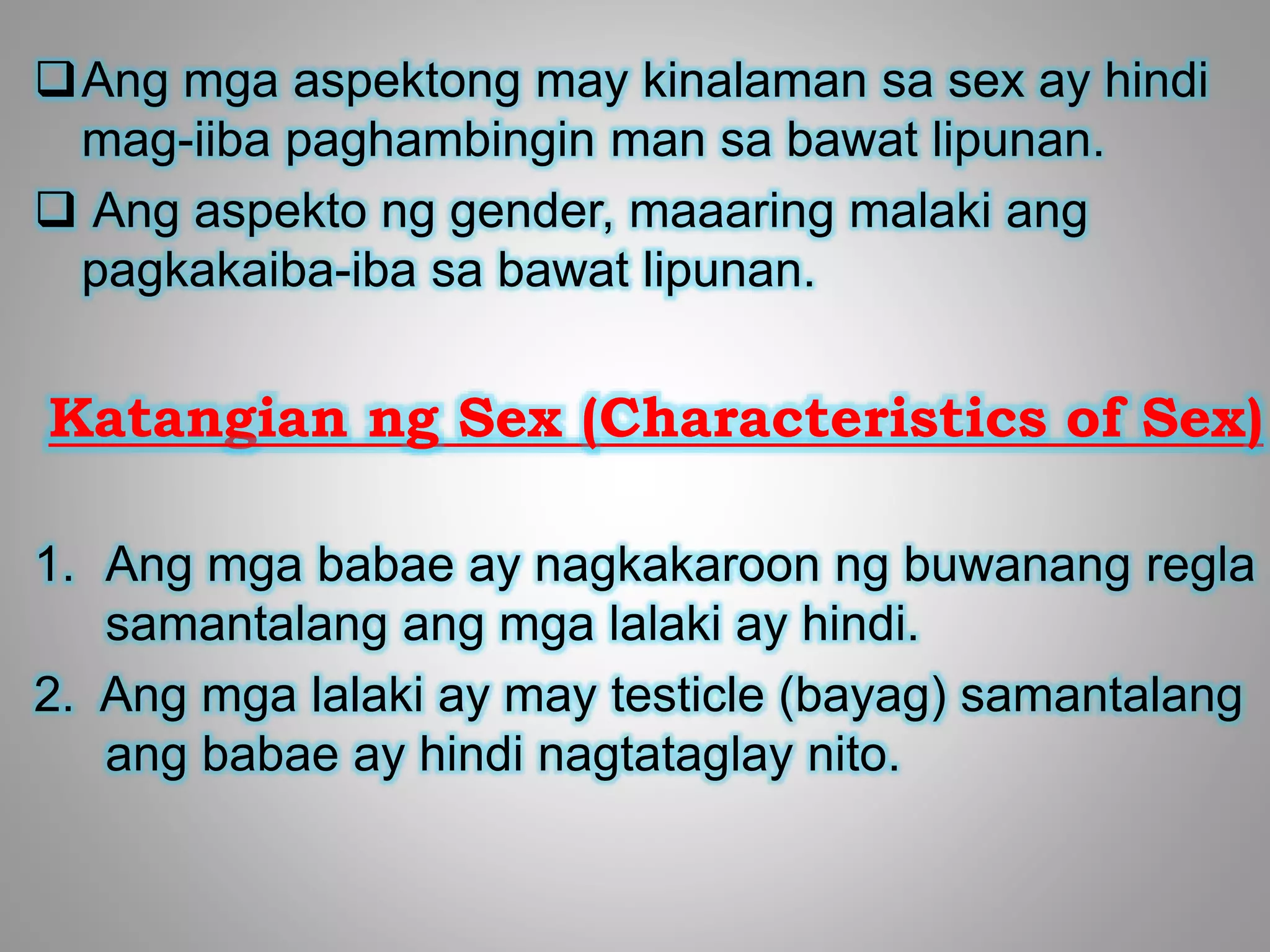 Konsepto ng Gender at Sex | PPTX