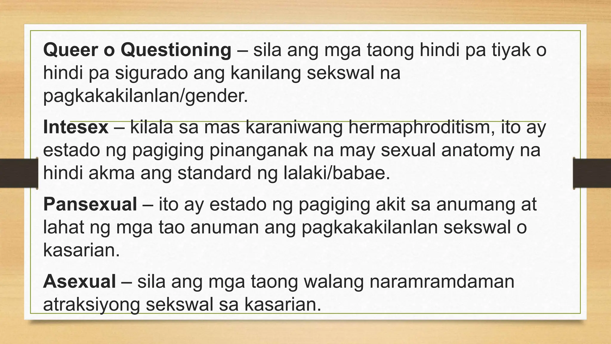 Aralin 3 Konsepto ng Kasarian Iba pang uri ng Oryentasyong Seksuwal ...