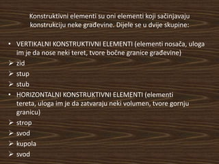 Konstruktivni elementi u arhitekturi | PPTX