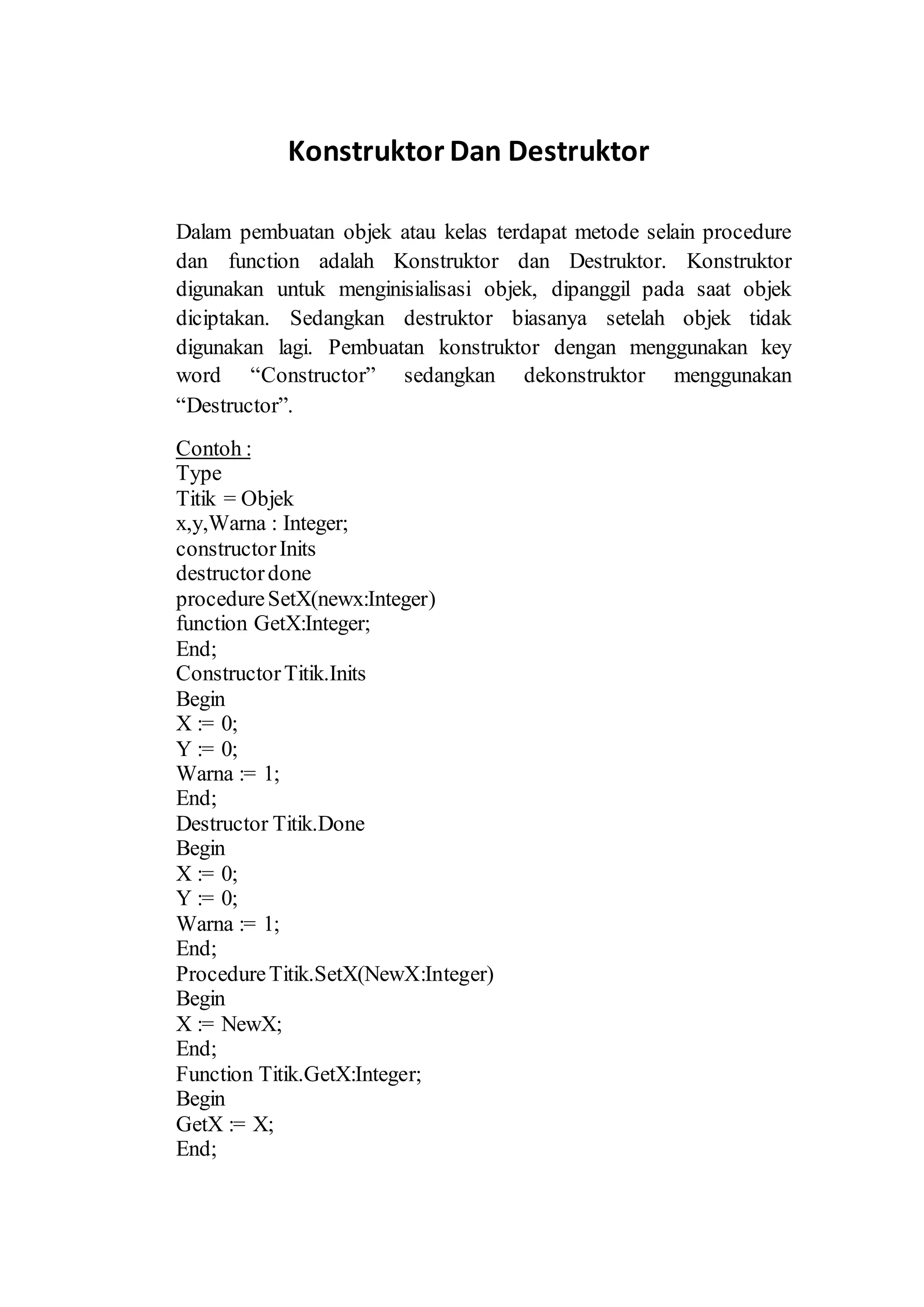 Konstruktor dan destruktor | PDF Konstruktor dan destruktor | PDF