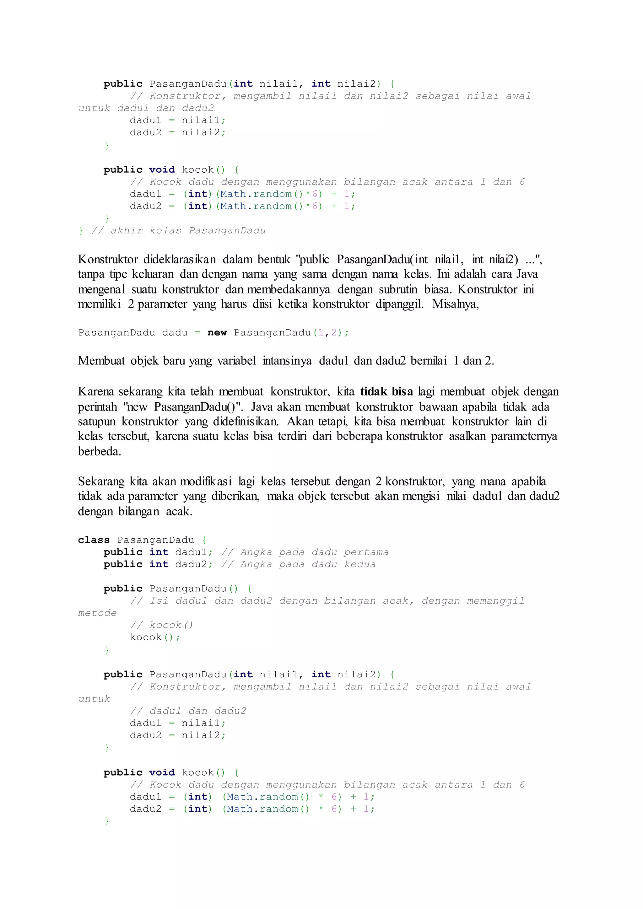 Konstruktor dan inisialisasi objek | DOCX