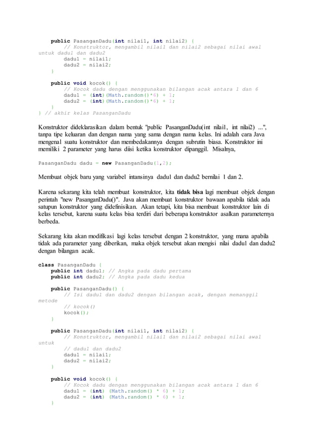 Konstruktor dan inisialisasi objek | DOCX