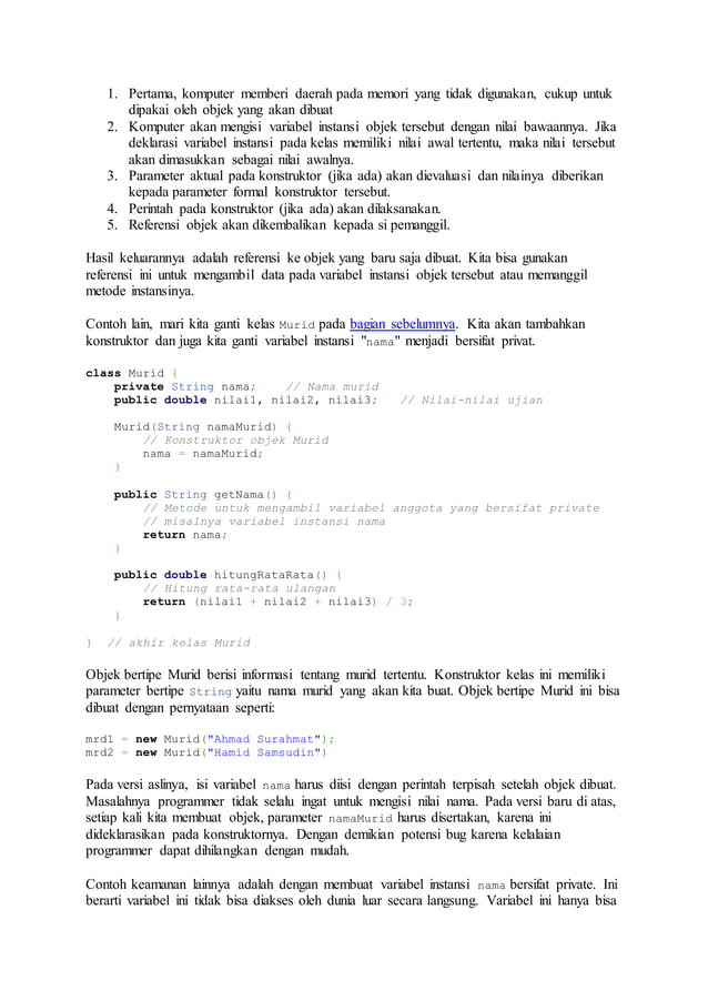 Konstruktor dan inisialisasi objek | DOCX