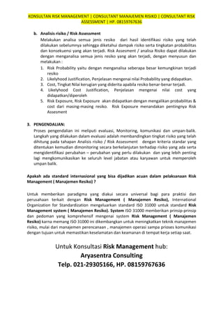 KONSULTAN RISK MANAGEMENT | CONSULTANT MANAJEMEN RISIKO | CONSULTANT ...