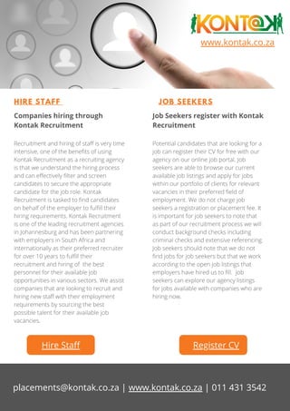 Kontak recruitment agency south africa | PDF