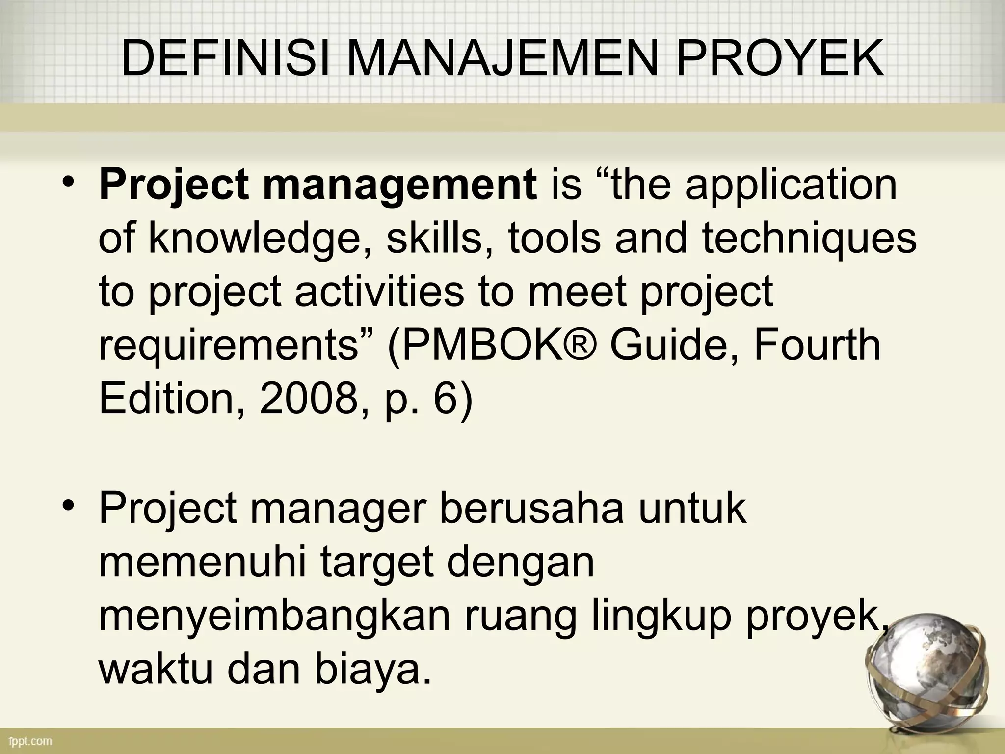 Konteks & proses manajemen proyek | PPT