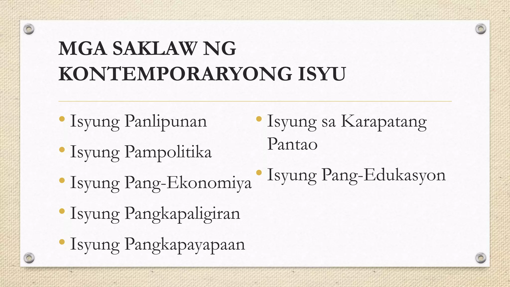 Kontemporaryong Isyu | PPTX