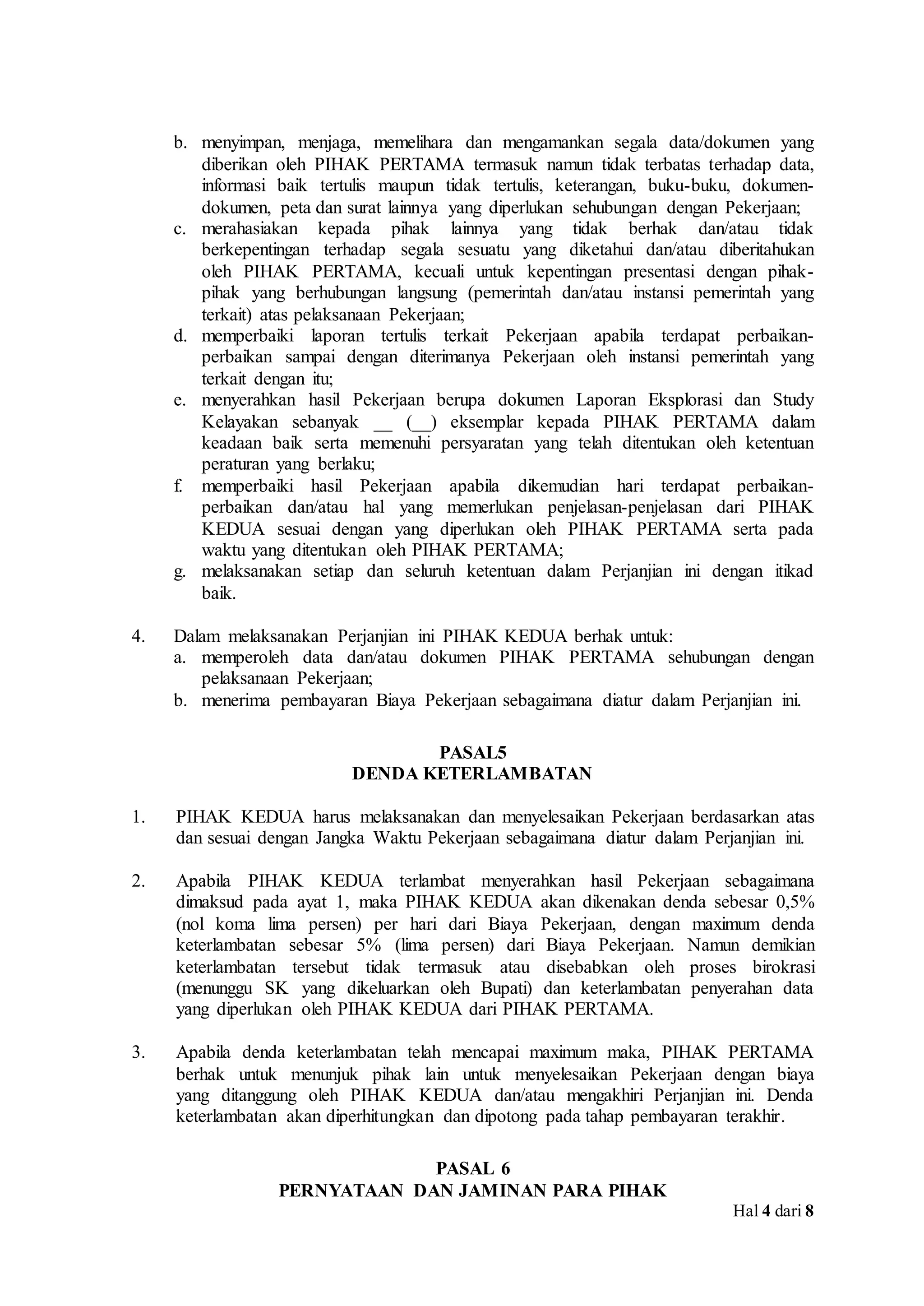 Contoh Kontrak Kerja Kegiatan Ekspolrasi IUP Terbaru (Beli Perjanjian ...