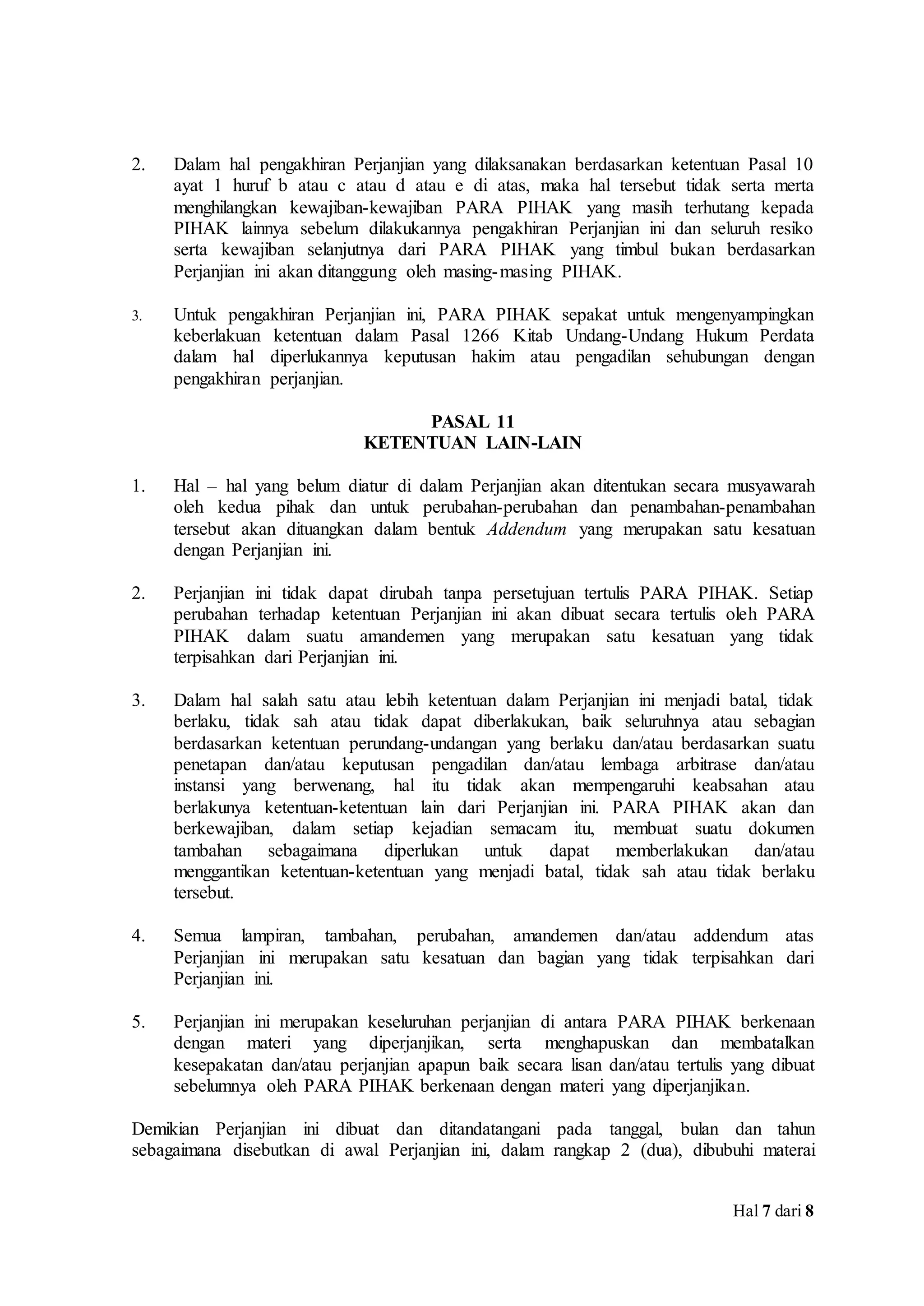 Contoh Kontrak Kerja Kegiatan Ekspolrasi IUP Terbaru (Beli Perjanjian ...