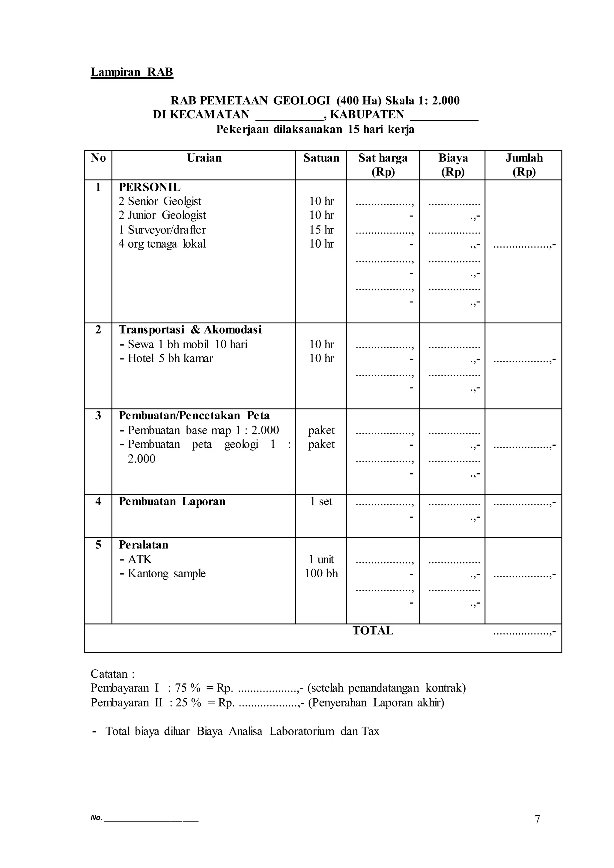 Kontrak Kerja Pemetaan Geologi Terbaru (Beli Perjanjian, Hub: 08118887270 (WA)) | DOCX