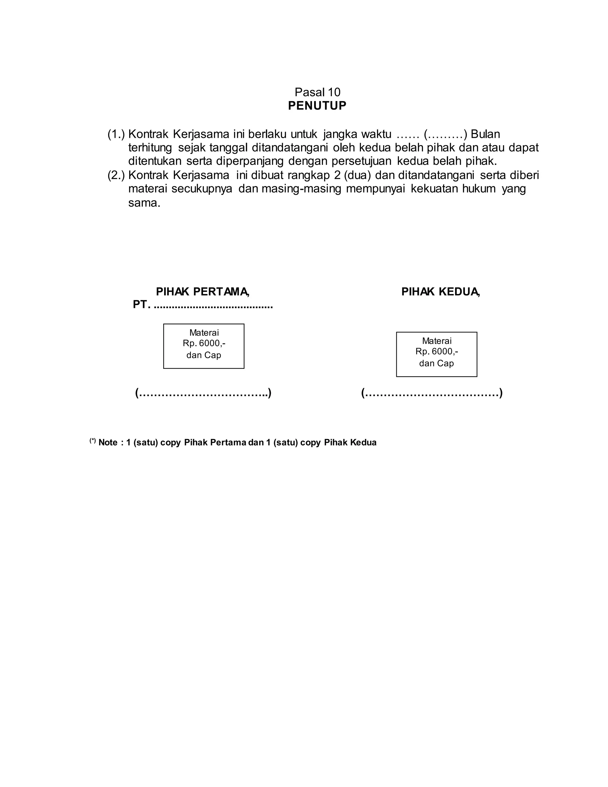 Kontrak kerjasama | DOCX