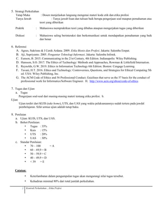 Kontrak Kuliah - Etika Profesi | PDF