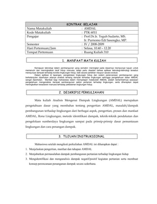 Kontrak kuliah amdal | DOC