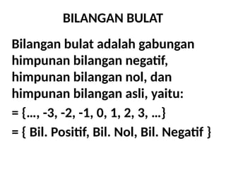 KONTRAK KULIAH BOB MATERI MATEMATIKA BAB BILANGAN BULAT | PPTX