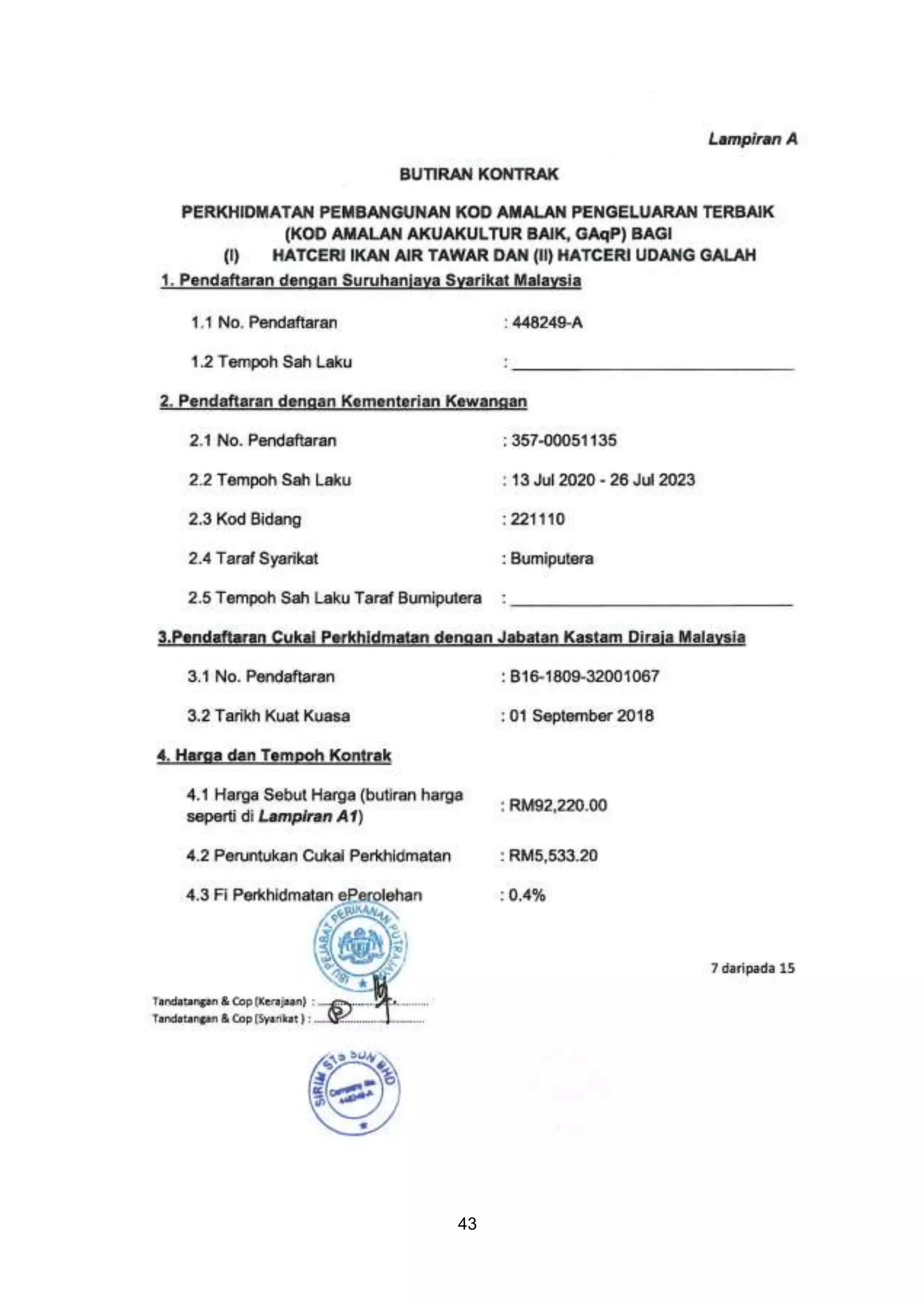 KONTRAK PERKHIDMATAN PEMBANGUNAN STANDARD KOD AMALAN DOF-SIRIM 13062023.docx