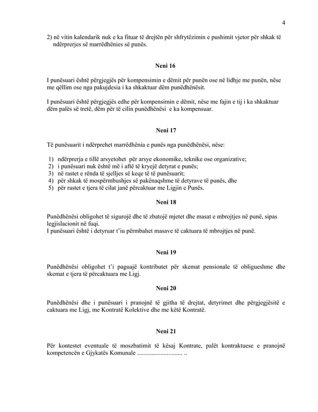 Kontratë pune për kohë të caktuar të pacaktuar | DOC